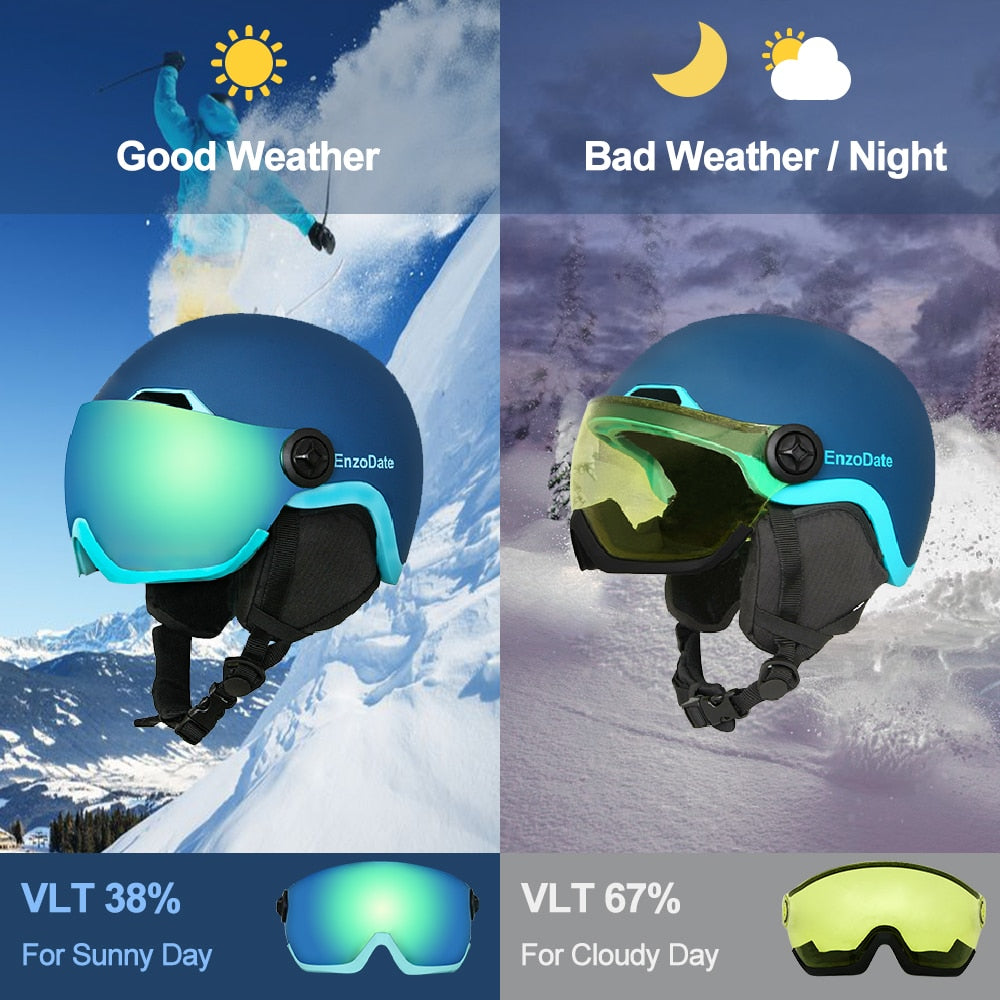 Daisy One Ski Snow Helmet with Integrated Goggles Shield | Night Visio ...